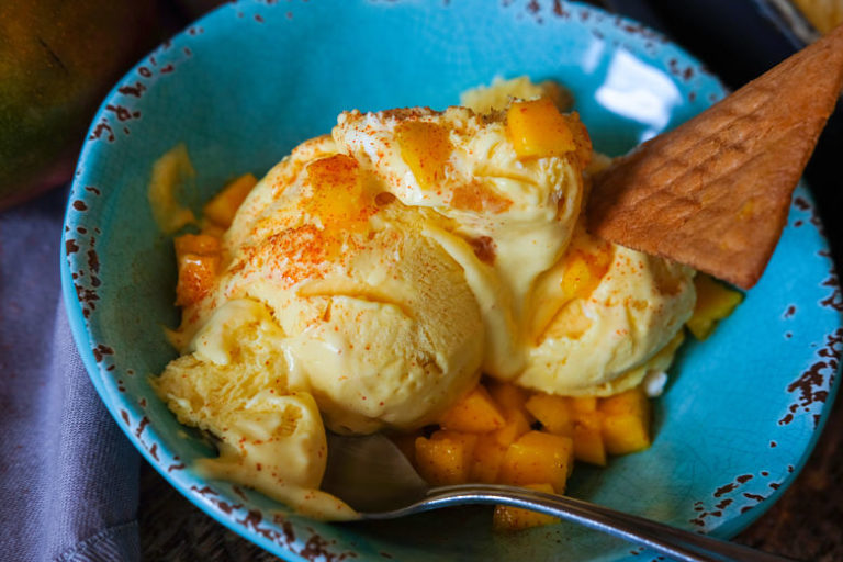 Keri nu Ras (Mango) Chili No Churn Ice Cream ⋆ Sweet & Masālā